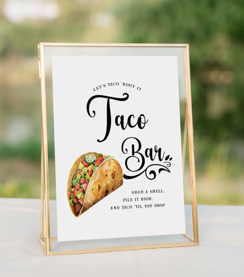 Taco Bar - Taco Station Sign - Minimalist - Printable - Digital File - Etsy