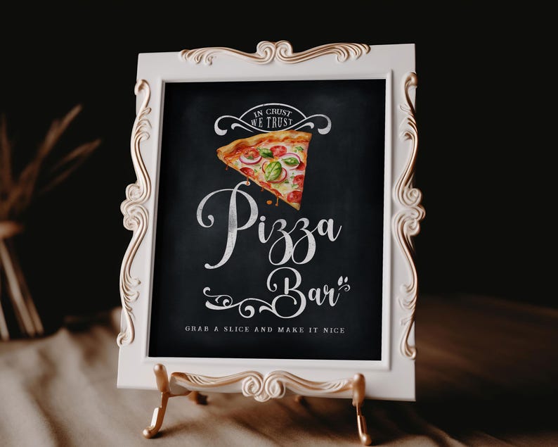 Pizza Bar - Pizza Station Sign - Chalkboard - Printable - Digital File ...