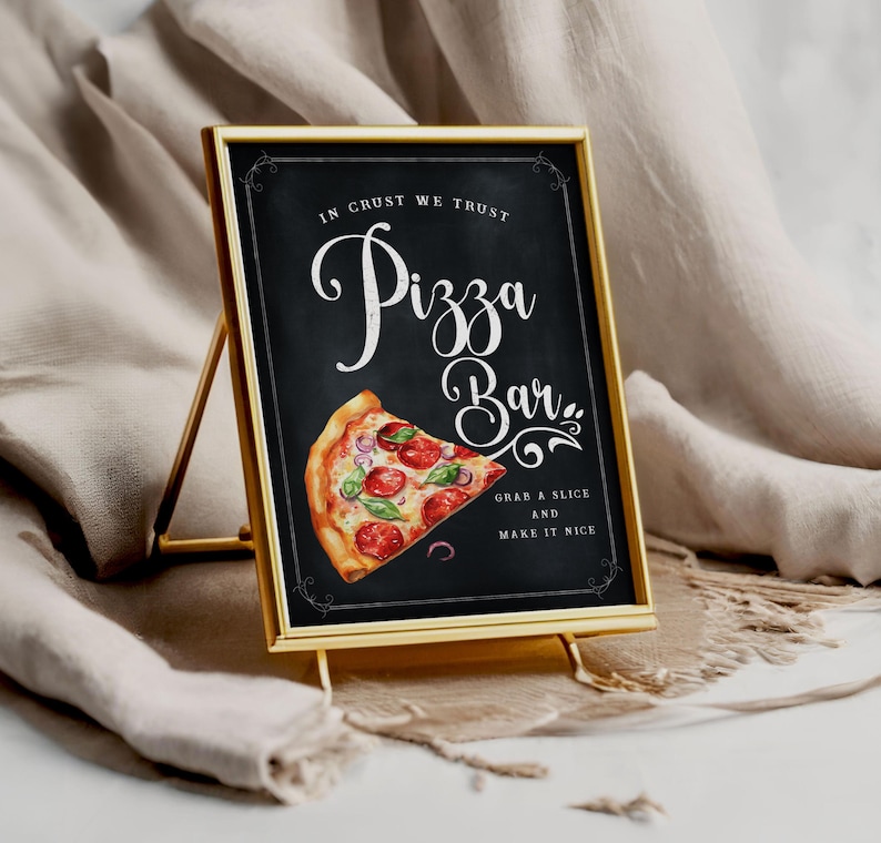 Pizza Bar - Pizza Station Sign - Chalkboard - Printable - Digital File ...