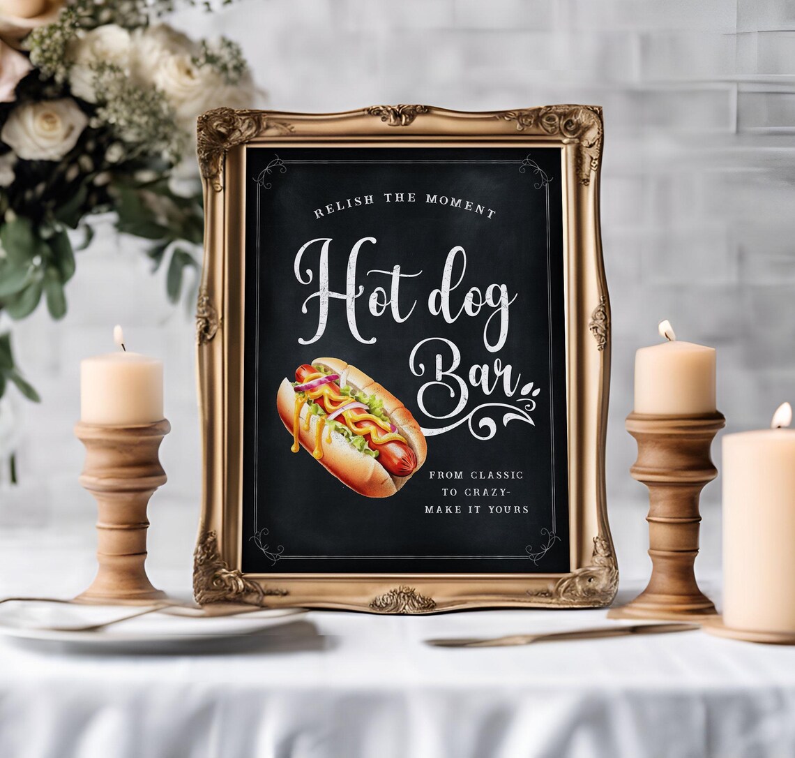 Hot Dog Bar Sign - Chalkboard Style Printable (digital File) - Etsy