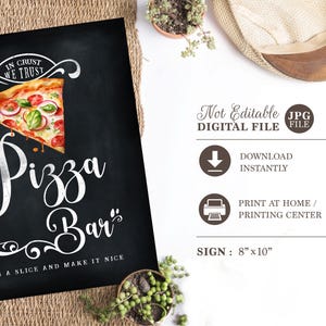 Pizza Bar - Pizza Station Sign - Chalkboard - Printable - Digital File ...