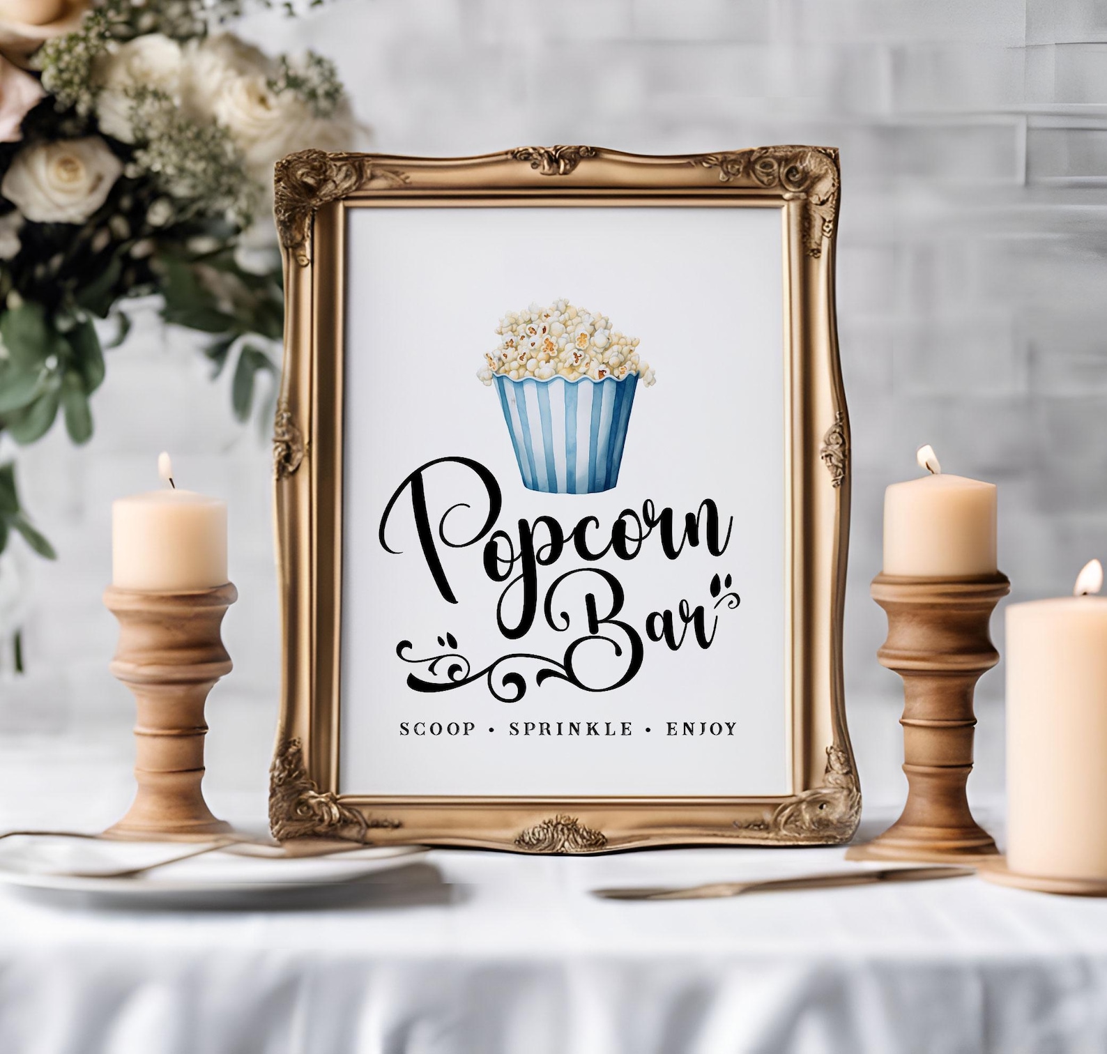 Popcorn Bar - Popcorn Station Sign - Minimalist - Printable - Digital ...