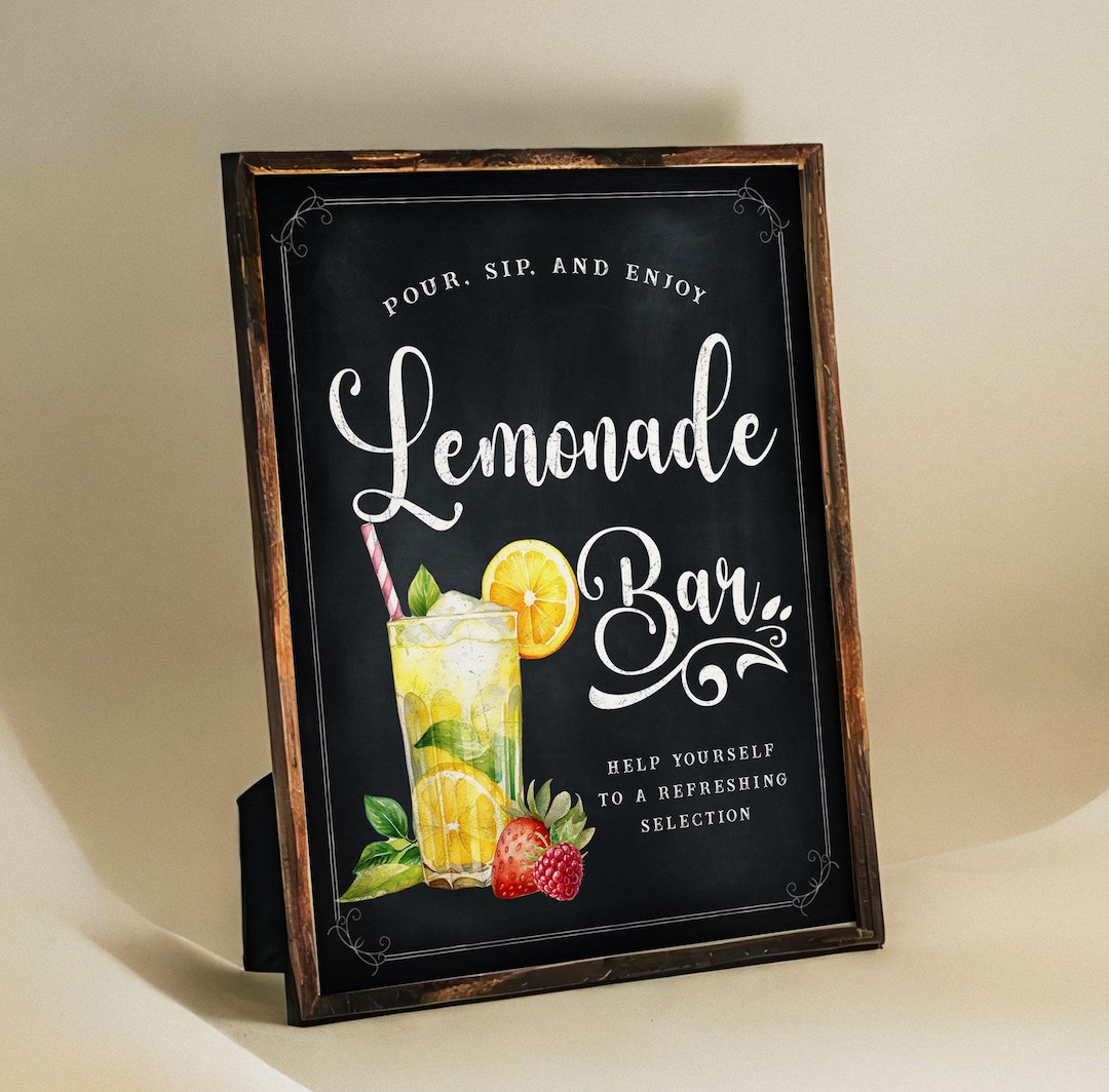 Lemonade Bar - Lemonade Stand Sign - Chalkboard - Printable - Digital ...
