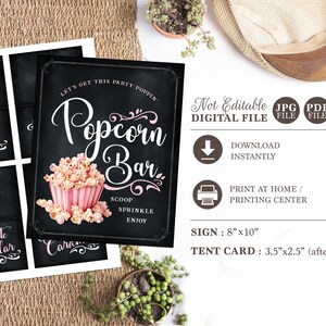 Popcorn Bar Popcorn Station Sign Chalkboard Printable Digital File - Etsy