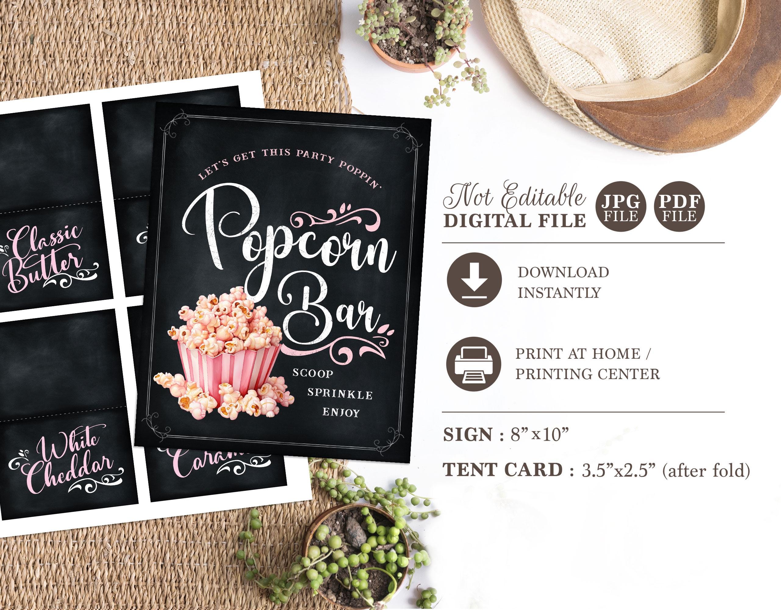 Popcorn Bar - Popcorn Station Sign - Chalkboard - Printable - Digital ...