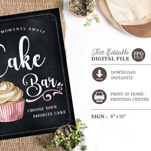 Cake Bar - Dessert Table Sign - Chalkboard - Printable - Digital File ...