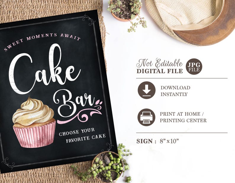 Cake Bar - Dessert Table Sign - Chalkboard - Printable - Digital File ...