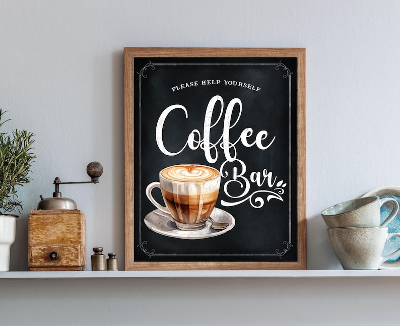 Coffee Bar - Coffee Station Sign - Chalkboard - Printable - Digital ...