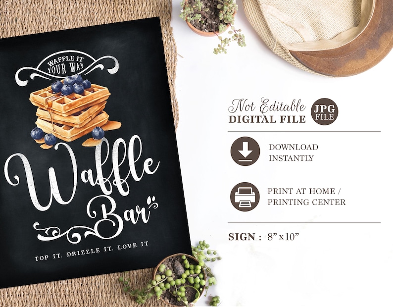 Waffle Bar - Waffle Station Sign - Chalkboard - Printable - Digital ...