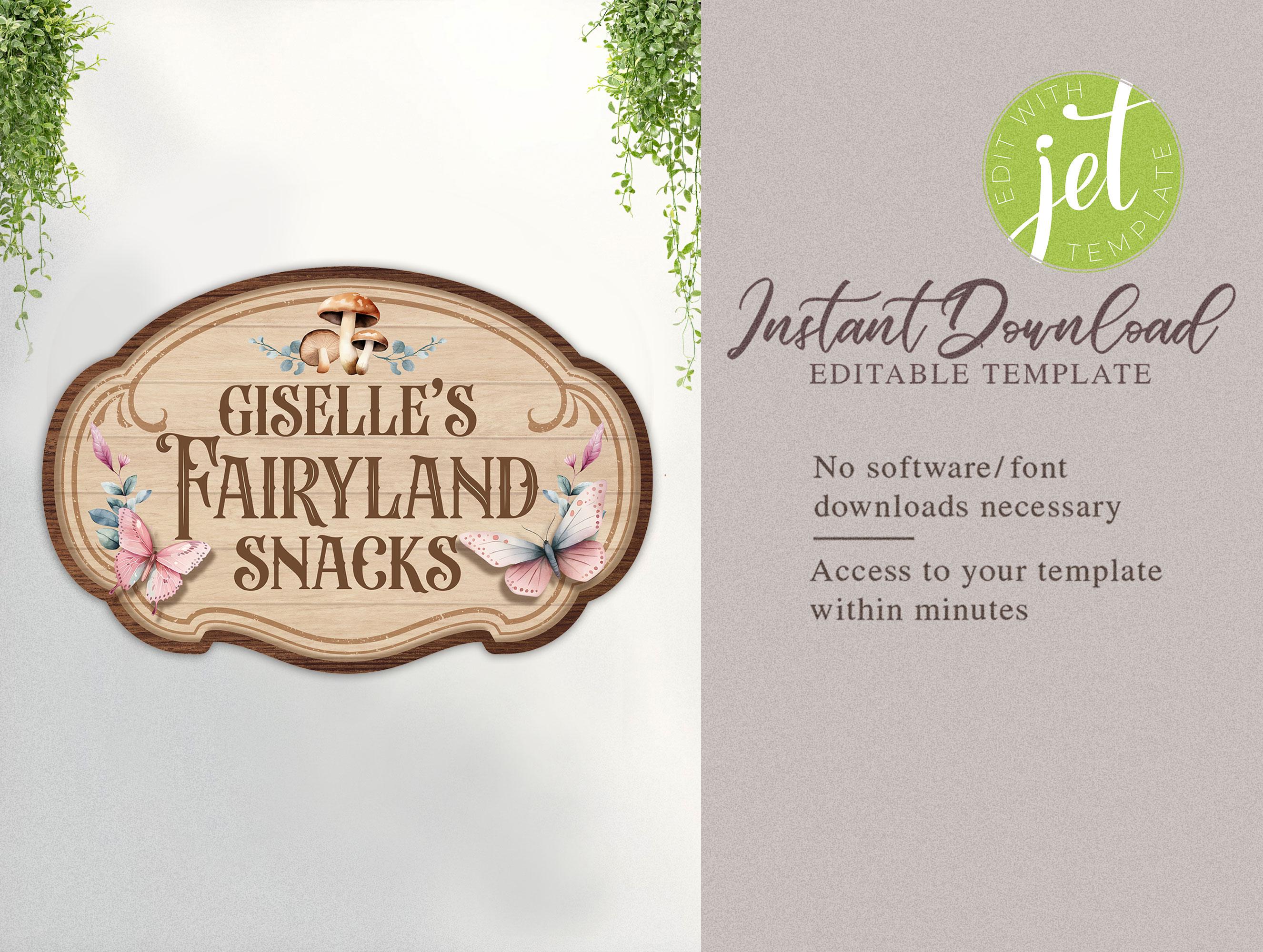 Editable Fairyland Snacks Sign - Fairy Garden Food Station - Flower ...