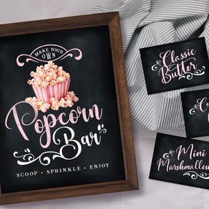 Popcorn Bar - Popcorn Station Sign - Chalkboard - Printable - Digital ...