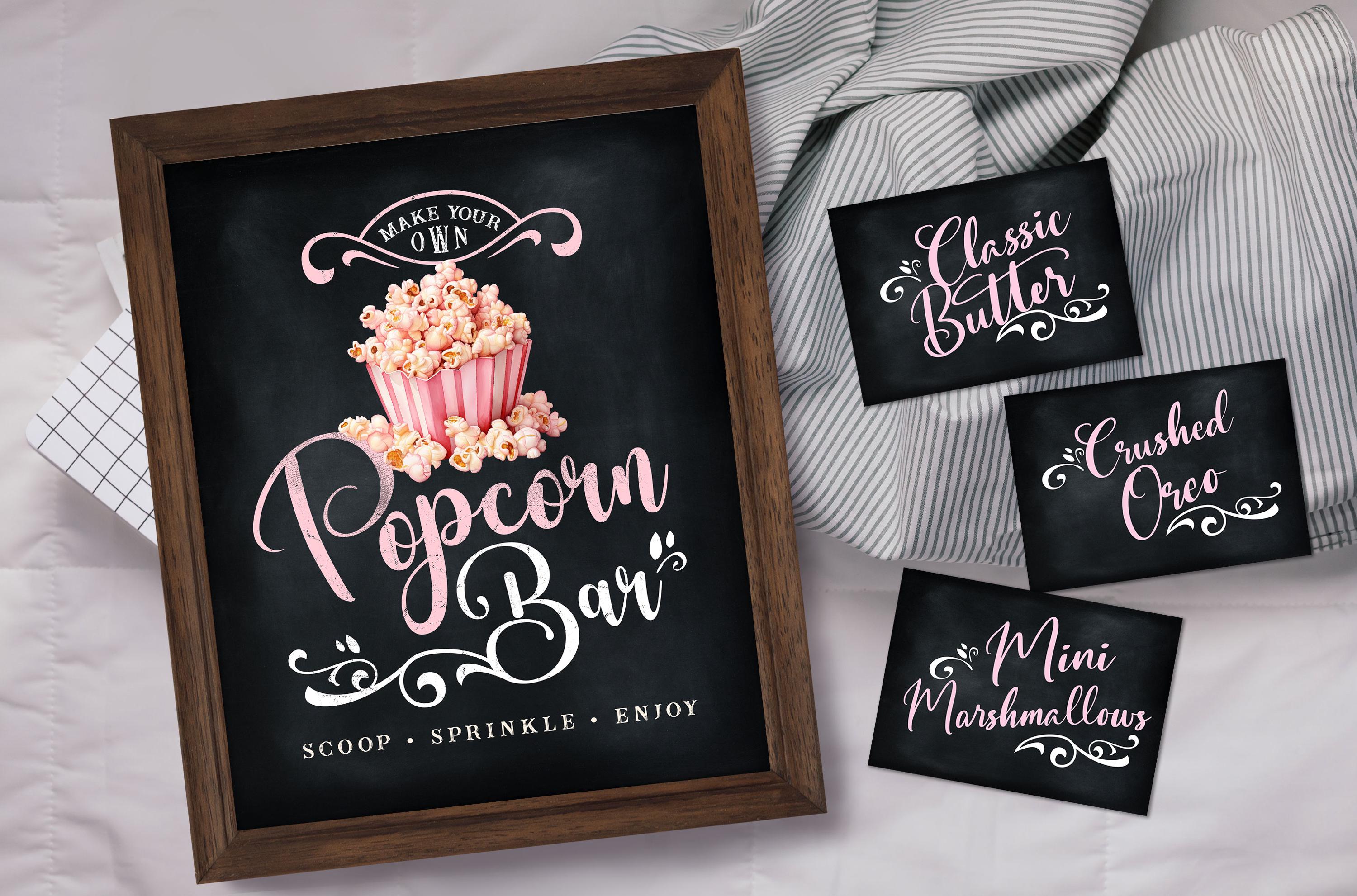 Popcorn Bar - Popcorn Station Sign - Chalkboard - Printable - Digital ...