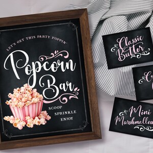 Popcorn Bar Popcorn Station Sign Chalkboard Printable Digital File - Etsy