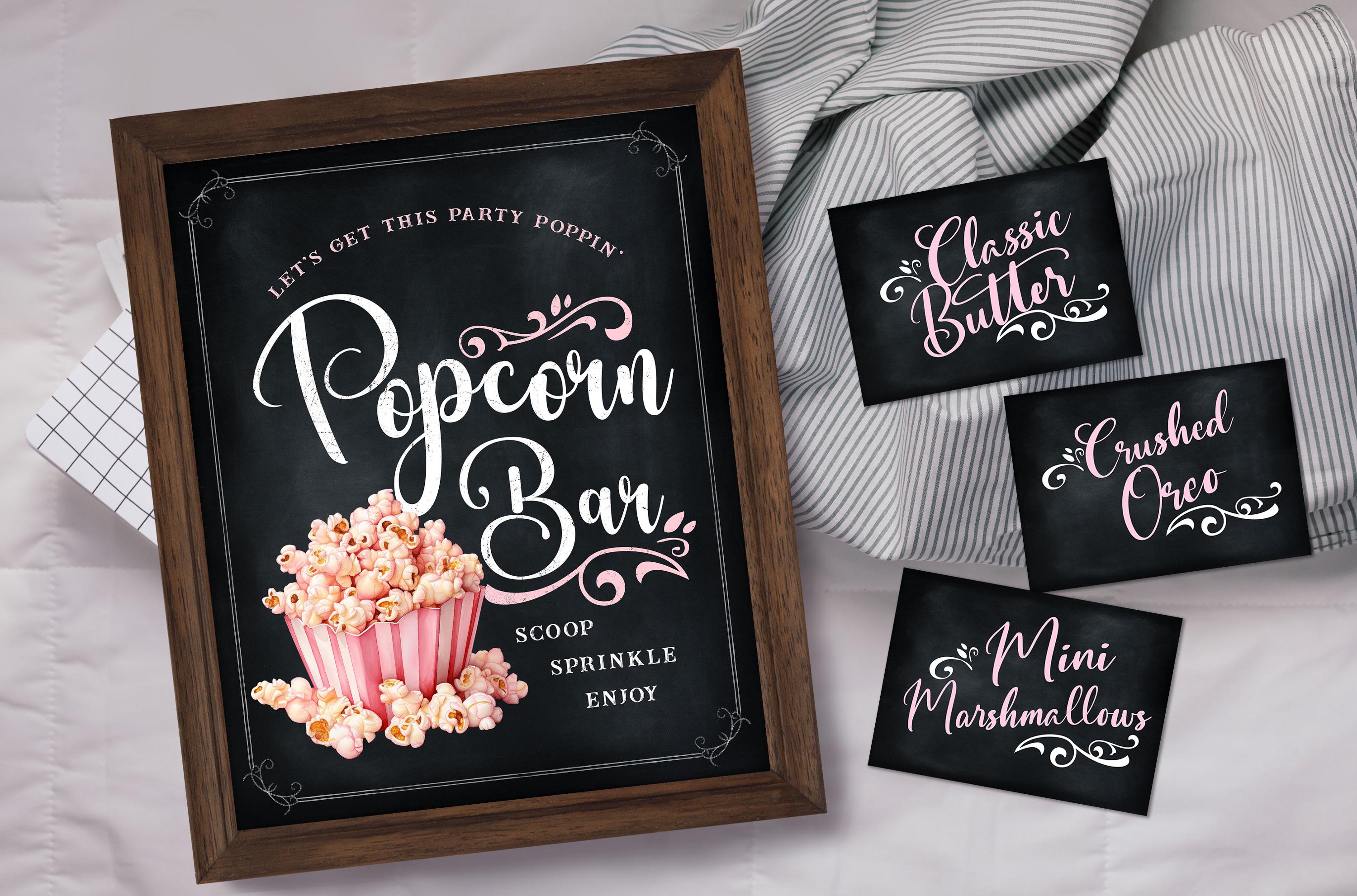 Popcorn Bar Popcorn Station Sign Chalkboard Printable Digital File - Etsy