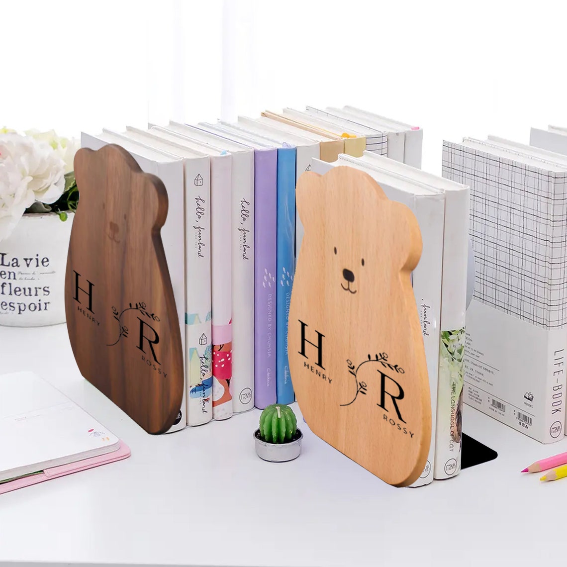 Custom Wood Bookendreader Hobby Giftcute Book Storagepersonalized ...