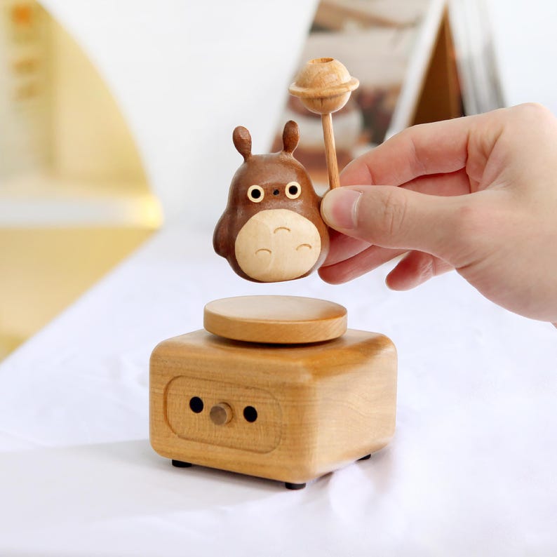Valentines Day gift Wooden Totoro Music Box Heirloom Music Box Rotating ...