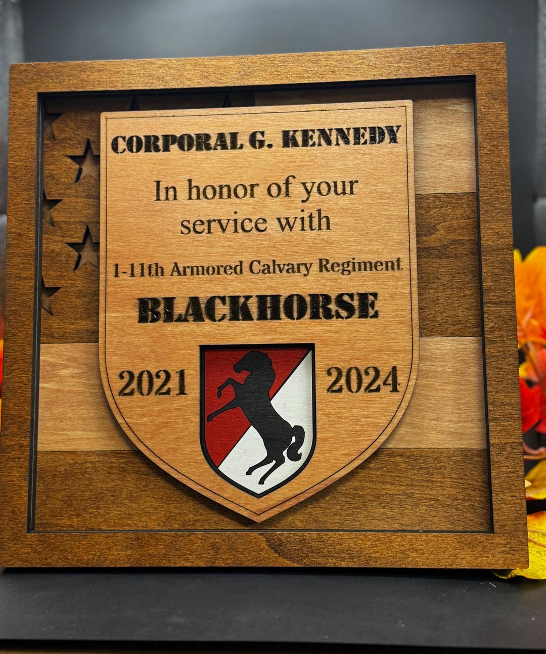 Personalized Stain Flag Color Patch Military 1-11 ACR Forge Plaque 3D ...