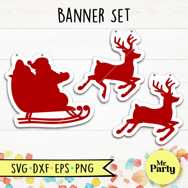 Santa Banner Svg, Christmas Banner Svg, Santa Reindeer Svg, Santa ...