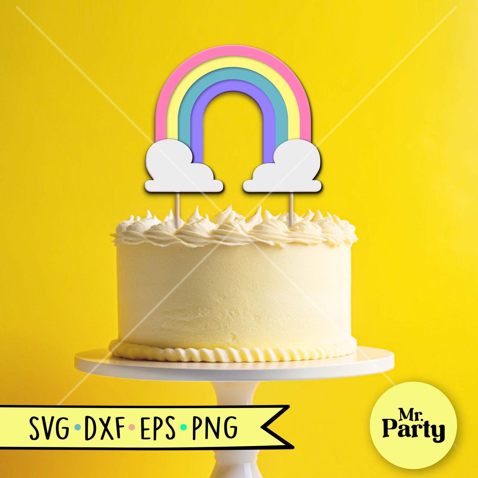 Tall Rainbow Cake Topper SVG, Rainbow Svg, Birthday Svg, DIY Party Svg ...