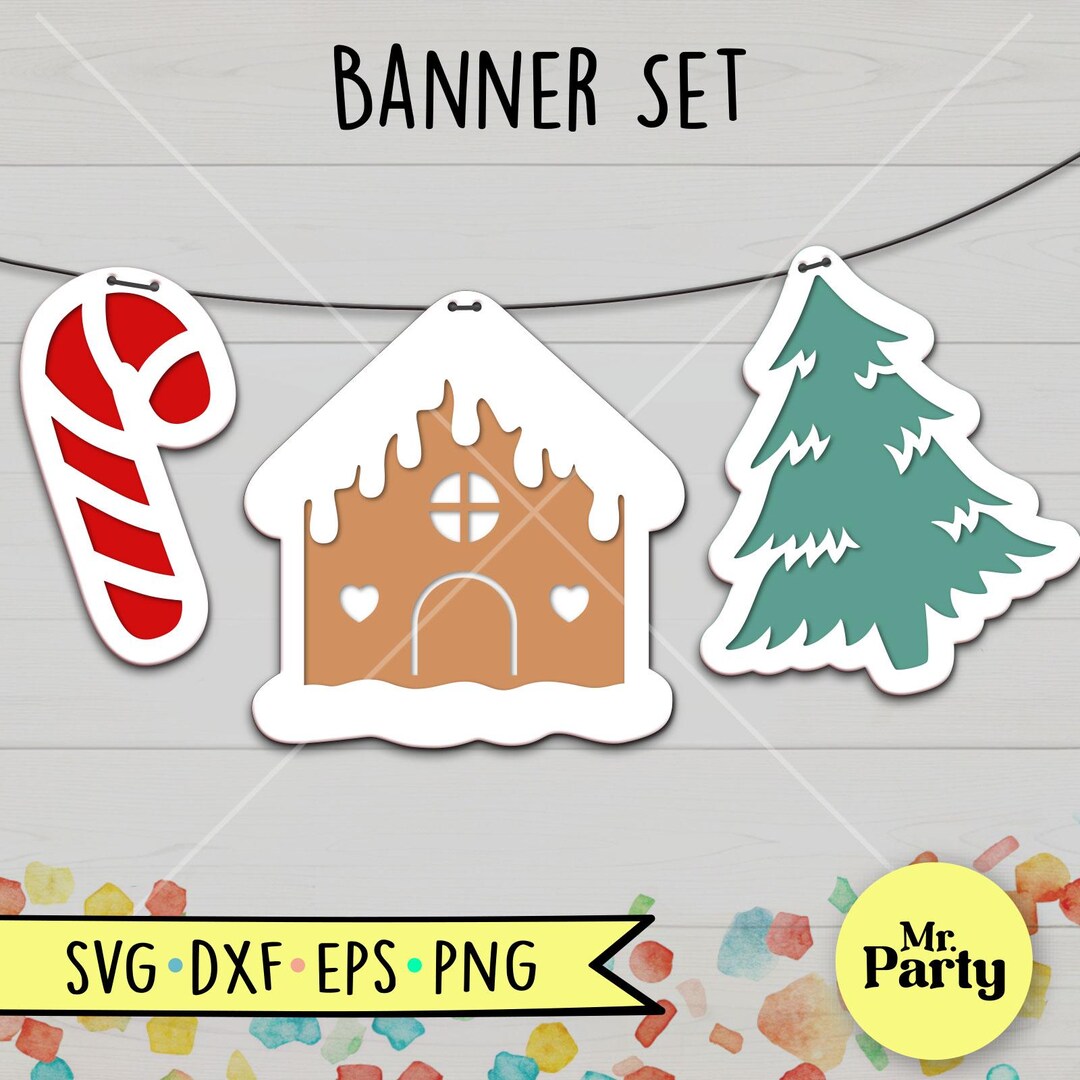 Christmas Banner Svg, Christmas Tree Svg, Fir Tree Svg, Candy Garland ...