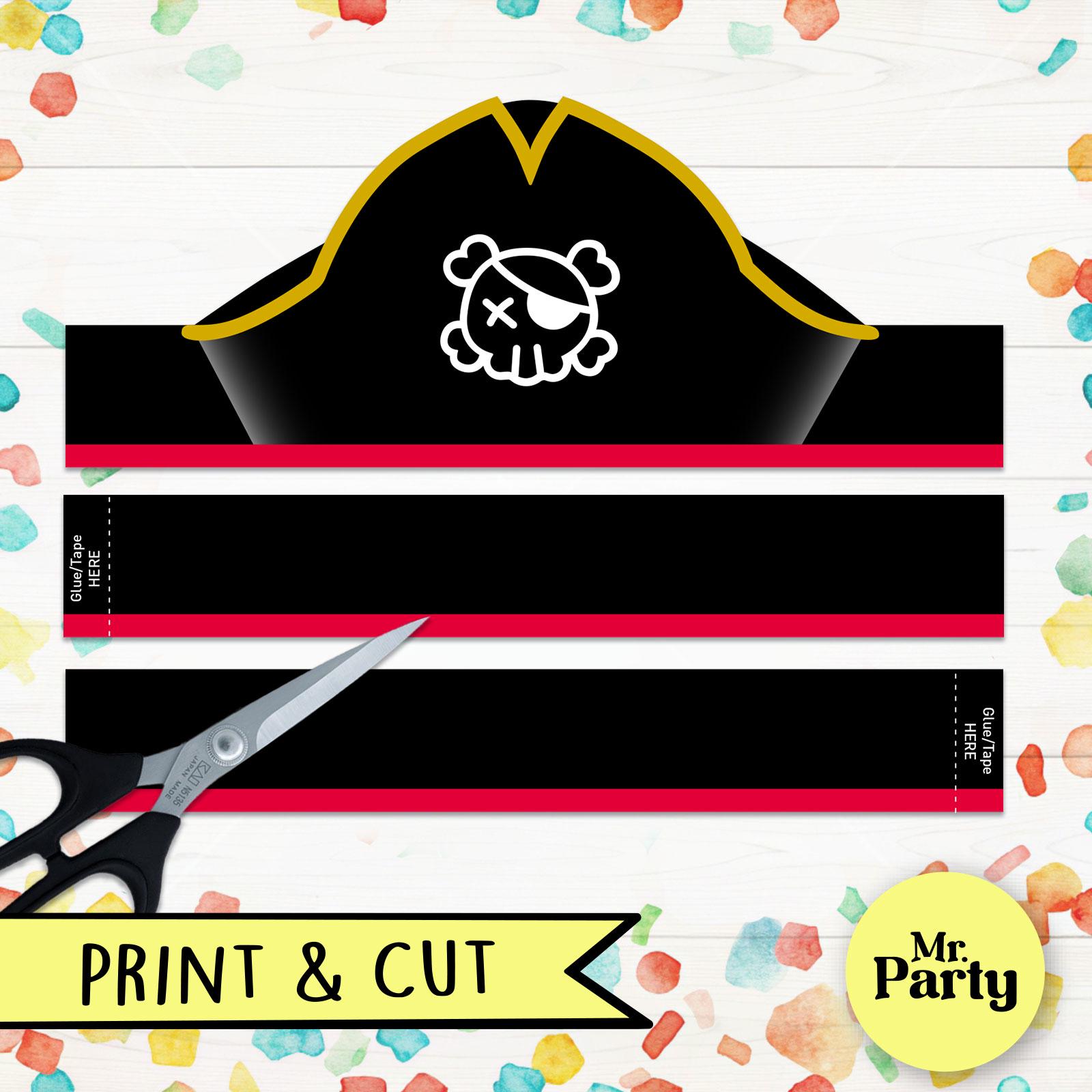 Pirate Hat Paper Crown, Printable Pirate Hat, Pirate Hat Party ...