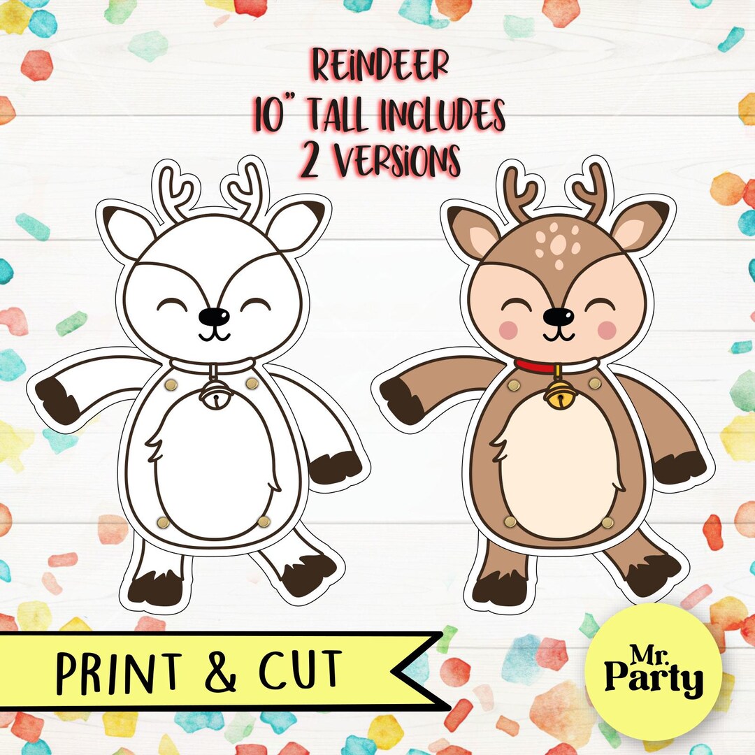 Printable Reindeer Cut & Paste Craft, Reindeer Cut Craft, Reindeer Pdf ...