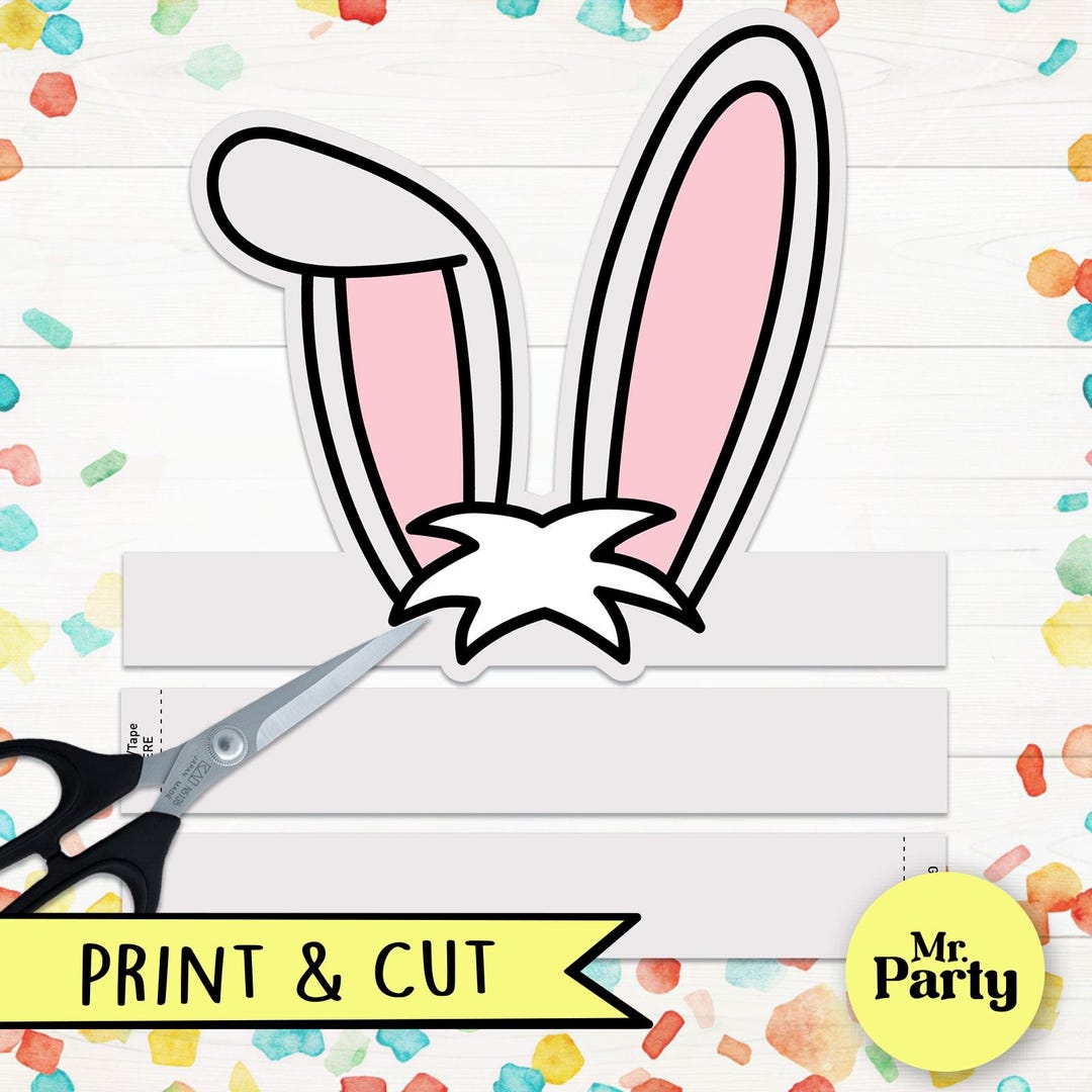 Easter Bunny Ears, Colorable and Printable Bunny Ears Pdf, Paper Crown ...