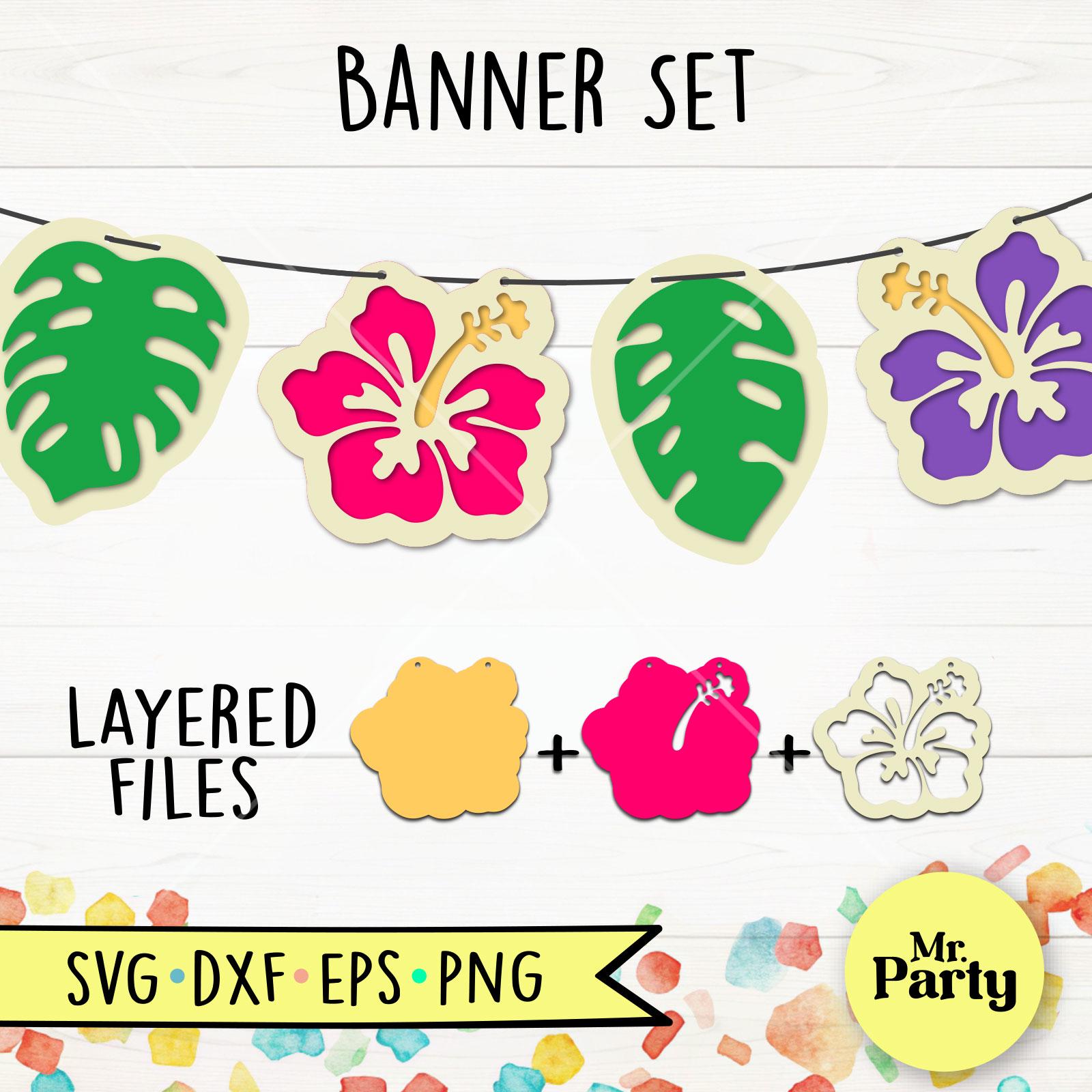 Hawaiian Flowers Banner Svg, Tropical Leaves Banner, Hawaiian Garland ...