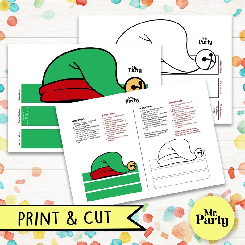 Elf Hat Paper Crown, Christmas Paper Crown Pdf, Printable Elf Hat ...
