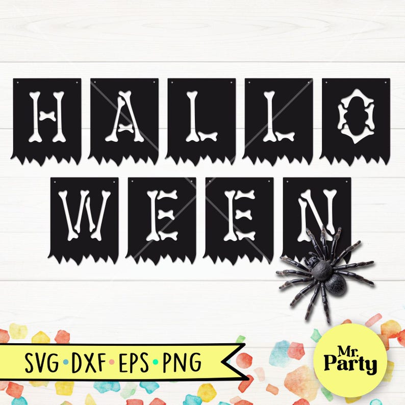 Bones Alphabet Banners SVG, Bunting SVG, DIY Custom Banners, Halloween ...