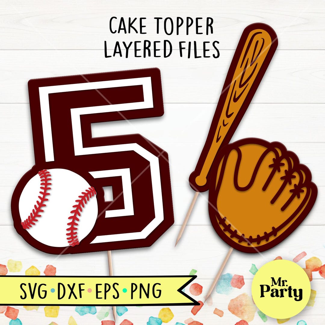 Baseball 5th Birthday SVG, Baseball Cake Topper Svg, Decoration ...