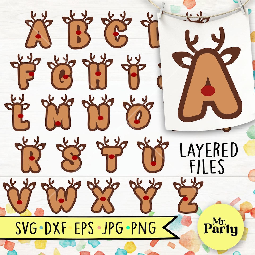 Christmas Reindeer Alphabet SVG Bundle, A-Z Letters Svg, Christmas ...