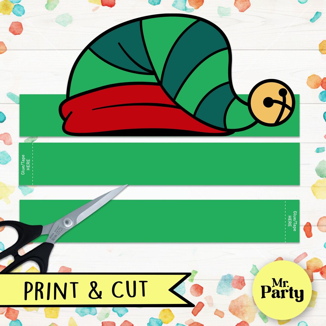 Elf Hat Paper Crown, Christmas Paper Crown Pdf, Printable Elf Hat ...