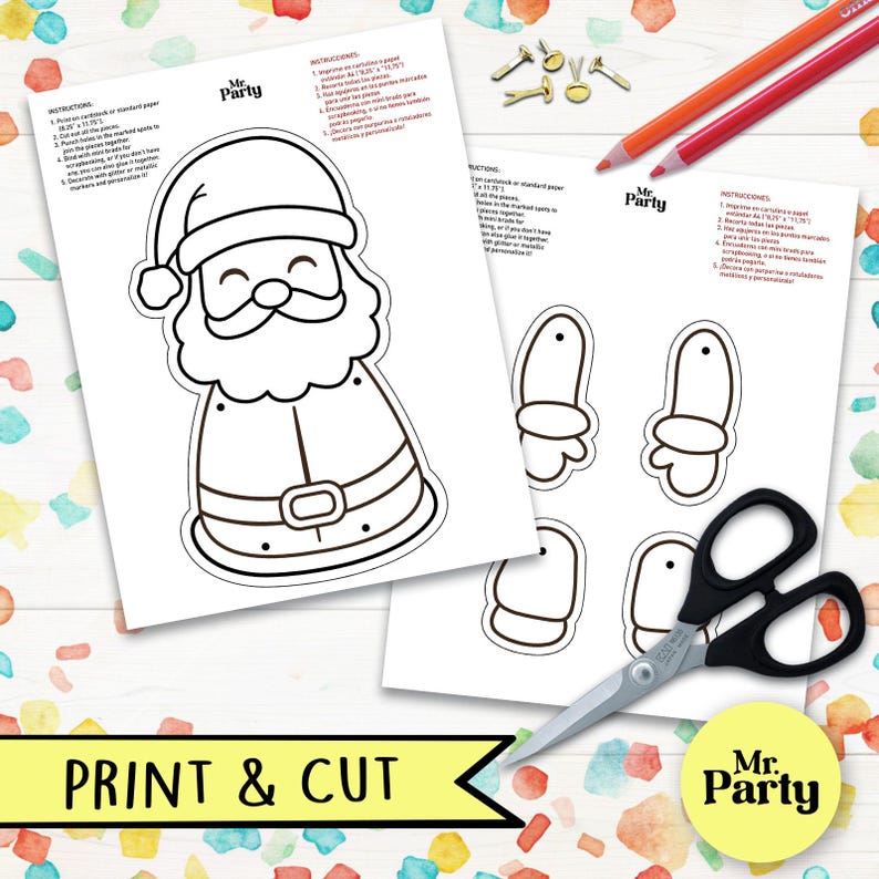 Printable Santa Claus Cut & Paste Craft, Santa Cut Craft, Santa Claus ...