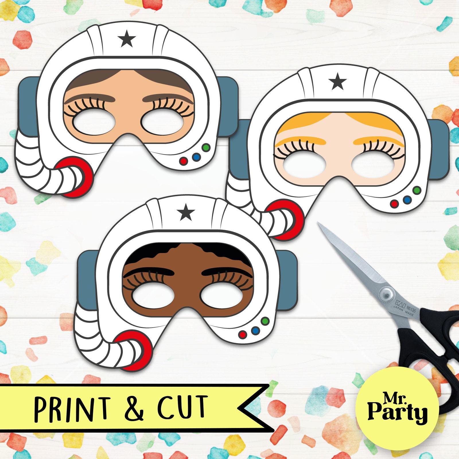 Girl Astronaut Mask Printable Coloring, Astronaut Party, Printable and ...