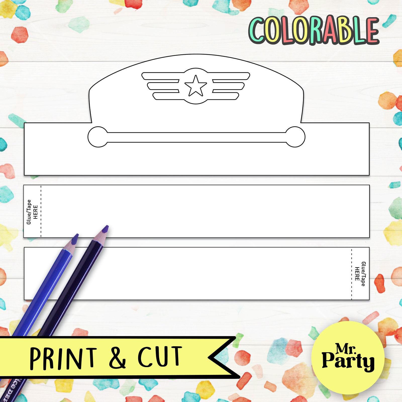 Pilot Hat Paper Crown, Printable Pilot Hat, Pilot Hat Party, Printable ...