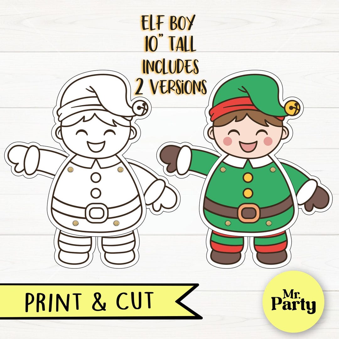 Printable Elf Boy Cut & Paste Craft, Elf Cut Craft, Elf Pdf, Christmas ...