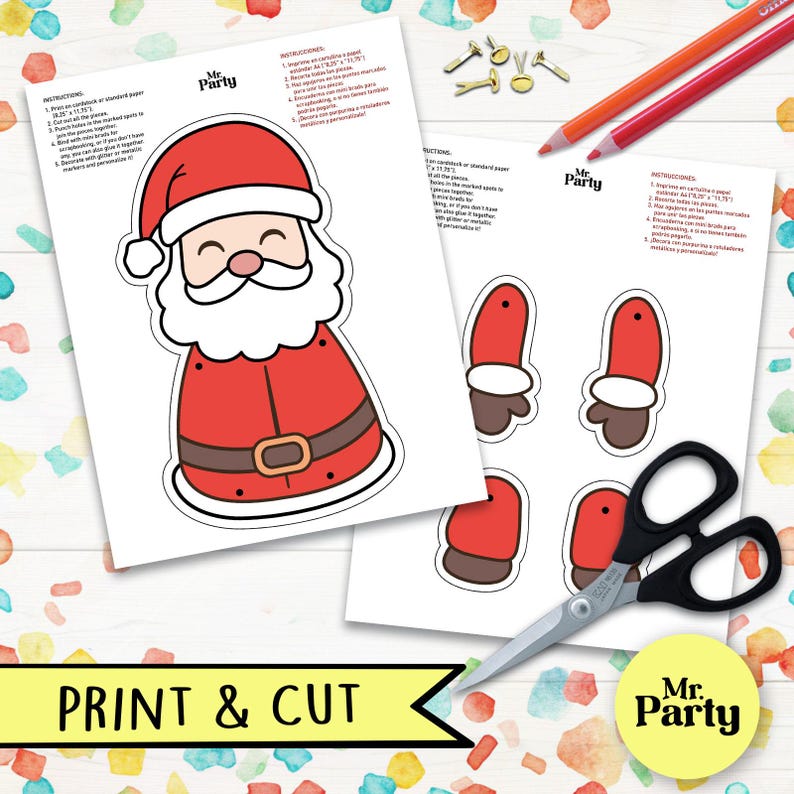 Printable Santa Claus Cut & Paste Craft, Santa Cut Craft, Santa Claus ...