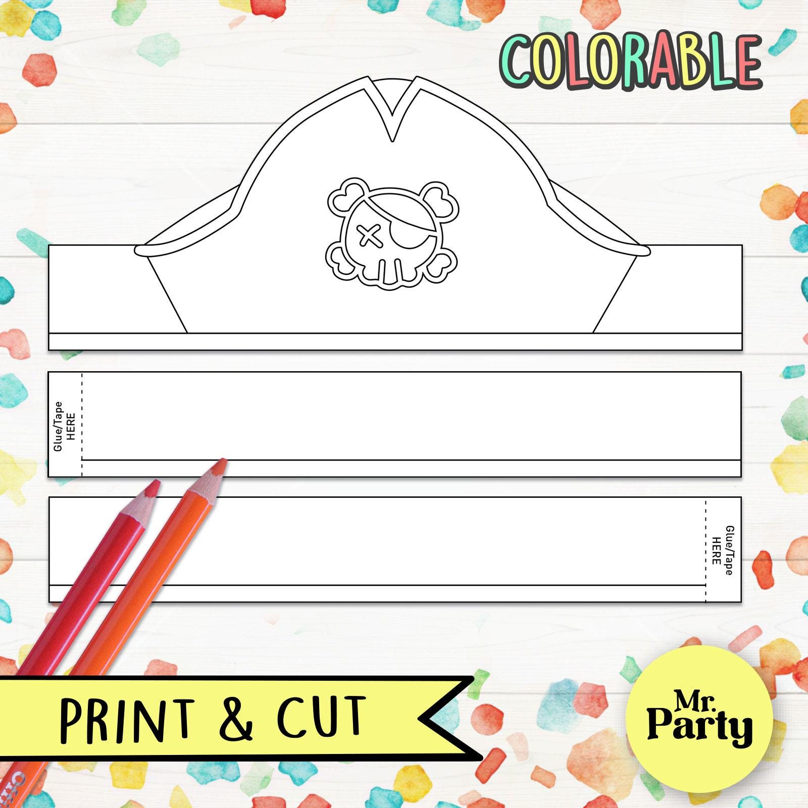 Pirate Hat Paper Crown, Printable Pirate Hat, Pirate Hat Party ...