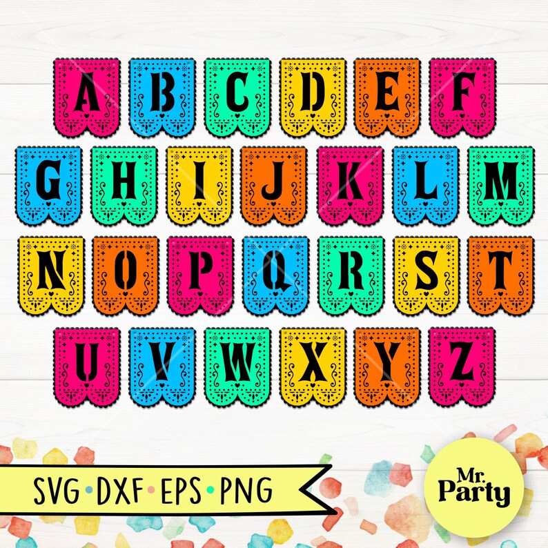 Papel Picado Alphabet Banner SVG: Mexican Fiesta Letters (digital ...