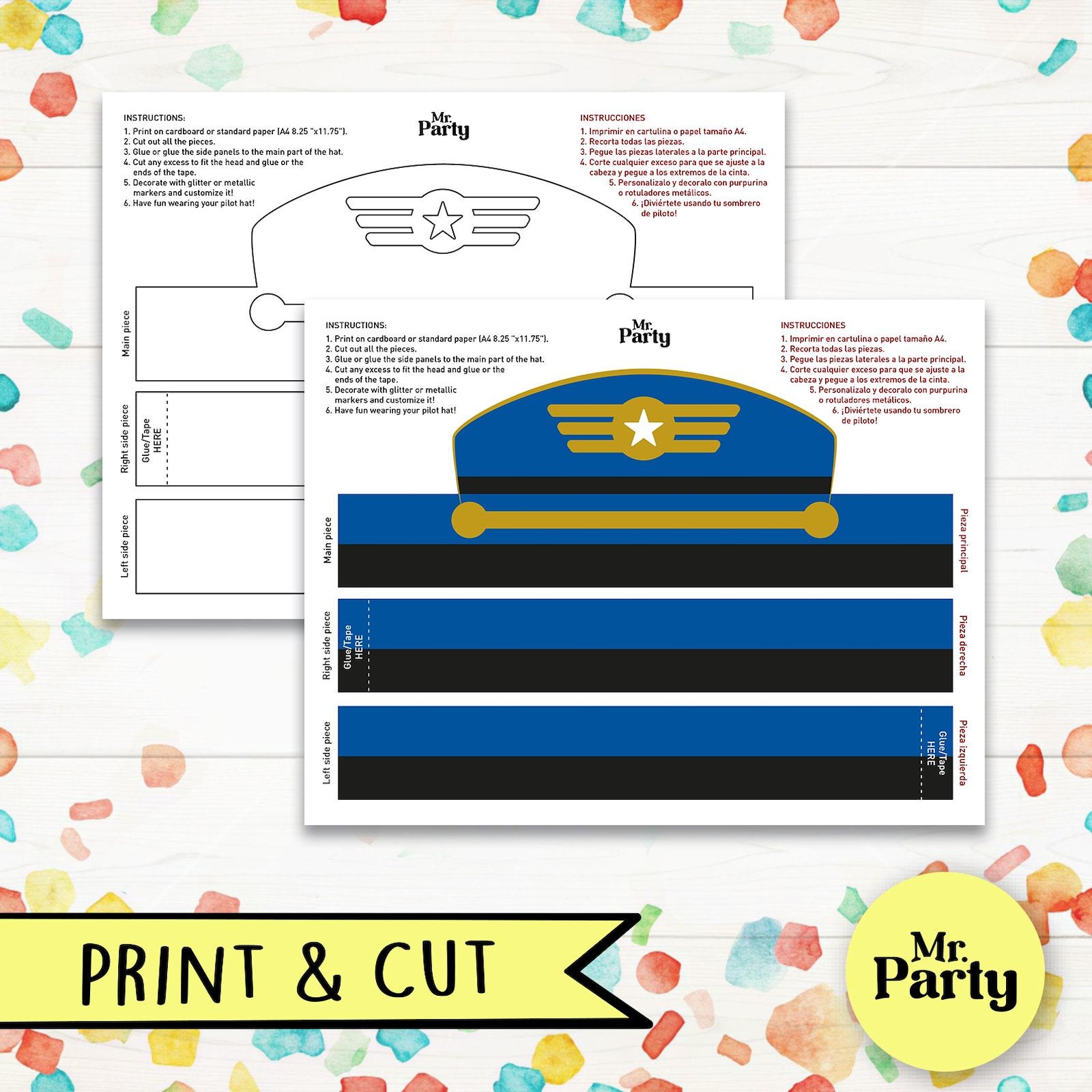 Pilot Hat Paper Crown, Printable Pilot Hat, Pilot Hat Party, Printable ...