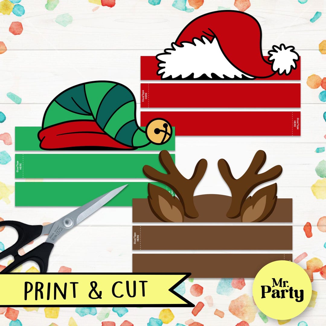 Printable Christmas Party Hats: DIY Paper Crown Craft (PDF) - Etsy UK