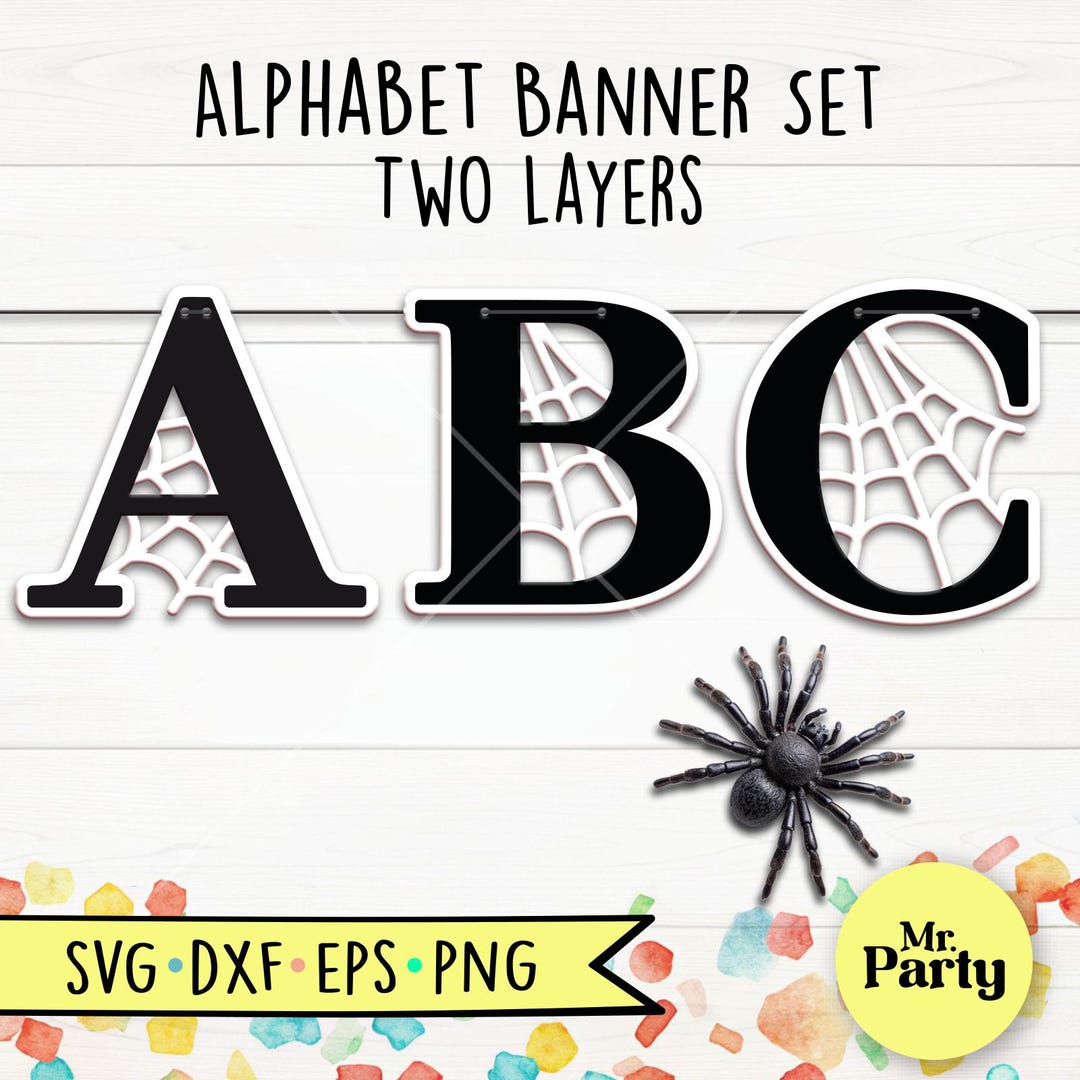 Spider Web Alphabet Banners SVG, Bunting SVG, DIY Custom Banners ...