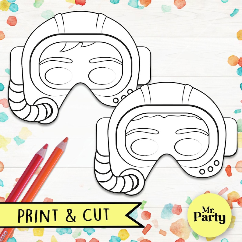 Boy Astronaut Mask Printable Coloring, Astronaut Party, Printable and ...