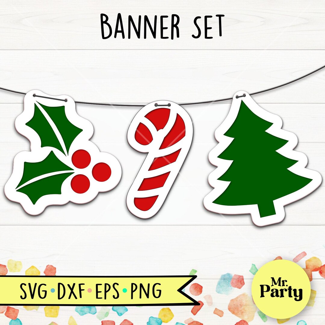 Christmas Banner Svg, Candy Garland SVG, Holly Leaf and Berry Garland ...
