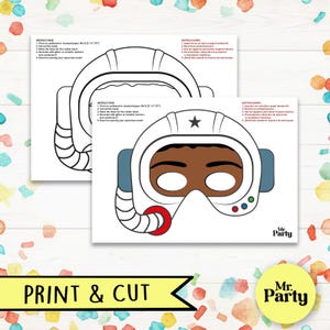 Boy Astronaut Mask Printable Coloring, Astronaut Party, Printable and ...