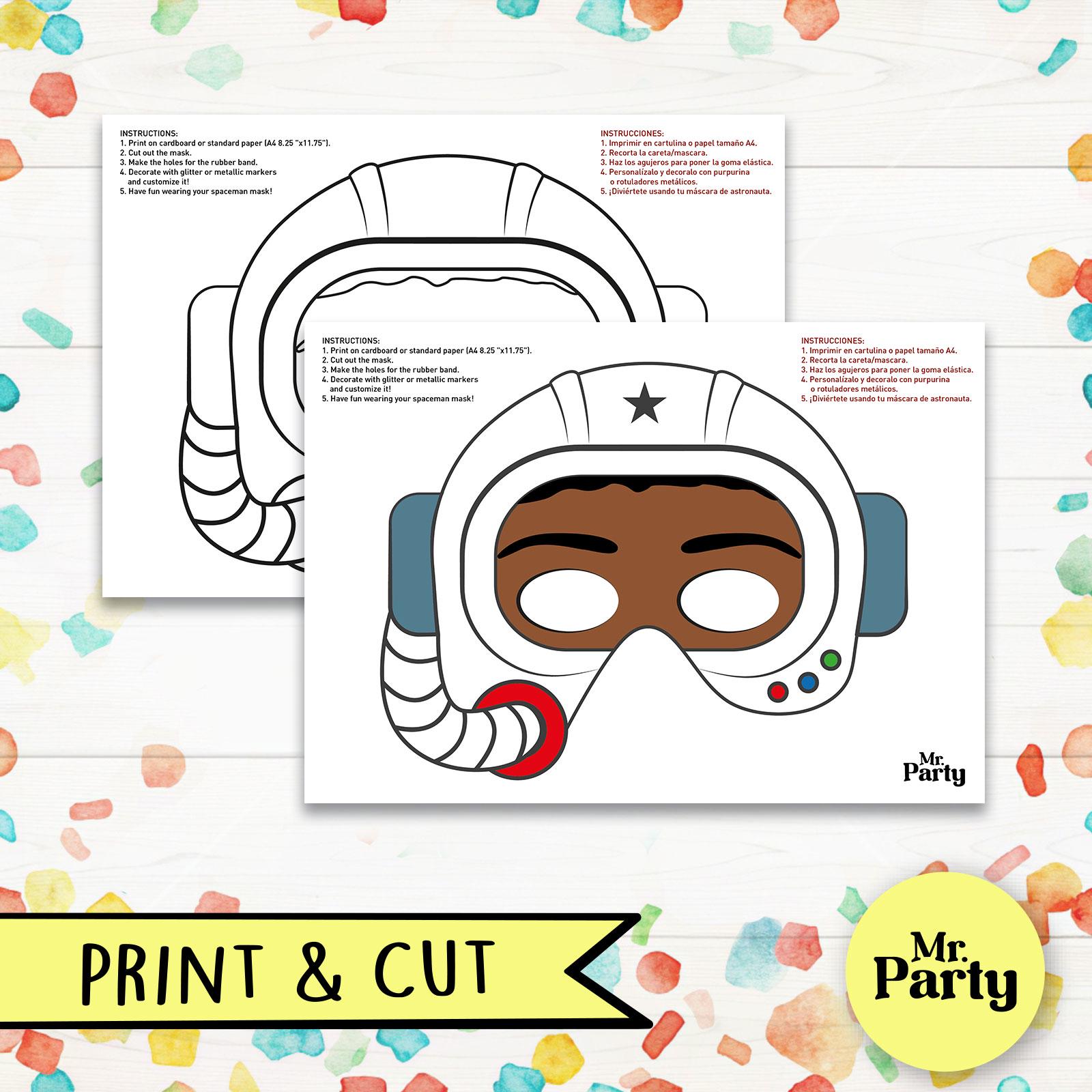 Boy Astronaut Mask Printable Coloring, Astronaut Party, Printable and ...