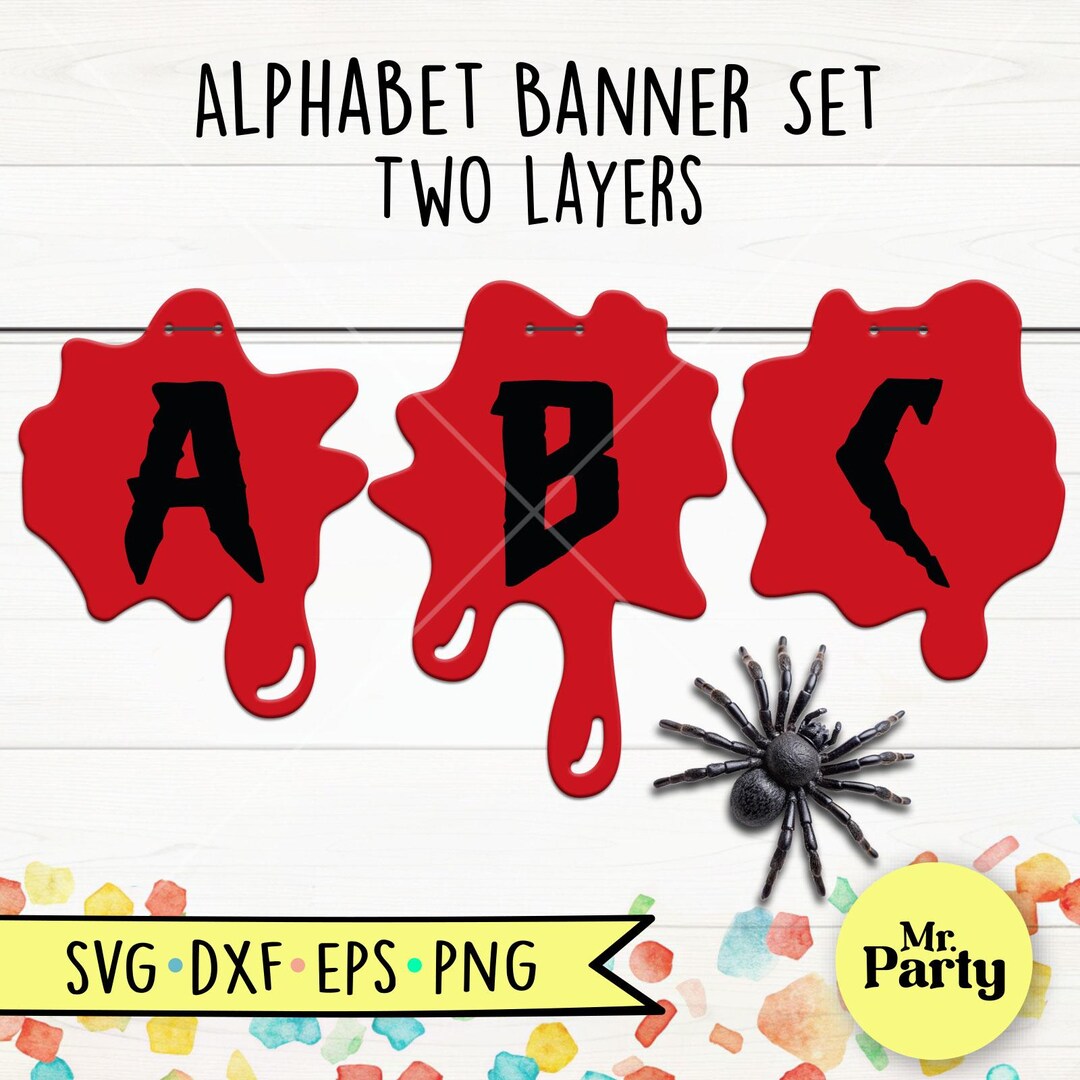 Bloody Alphabet Banners SVG, Bunting SVG, DIY Custom Banners, Halloween ...
