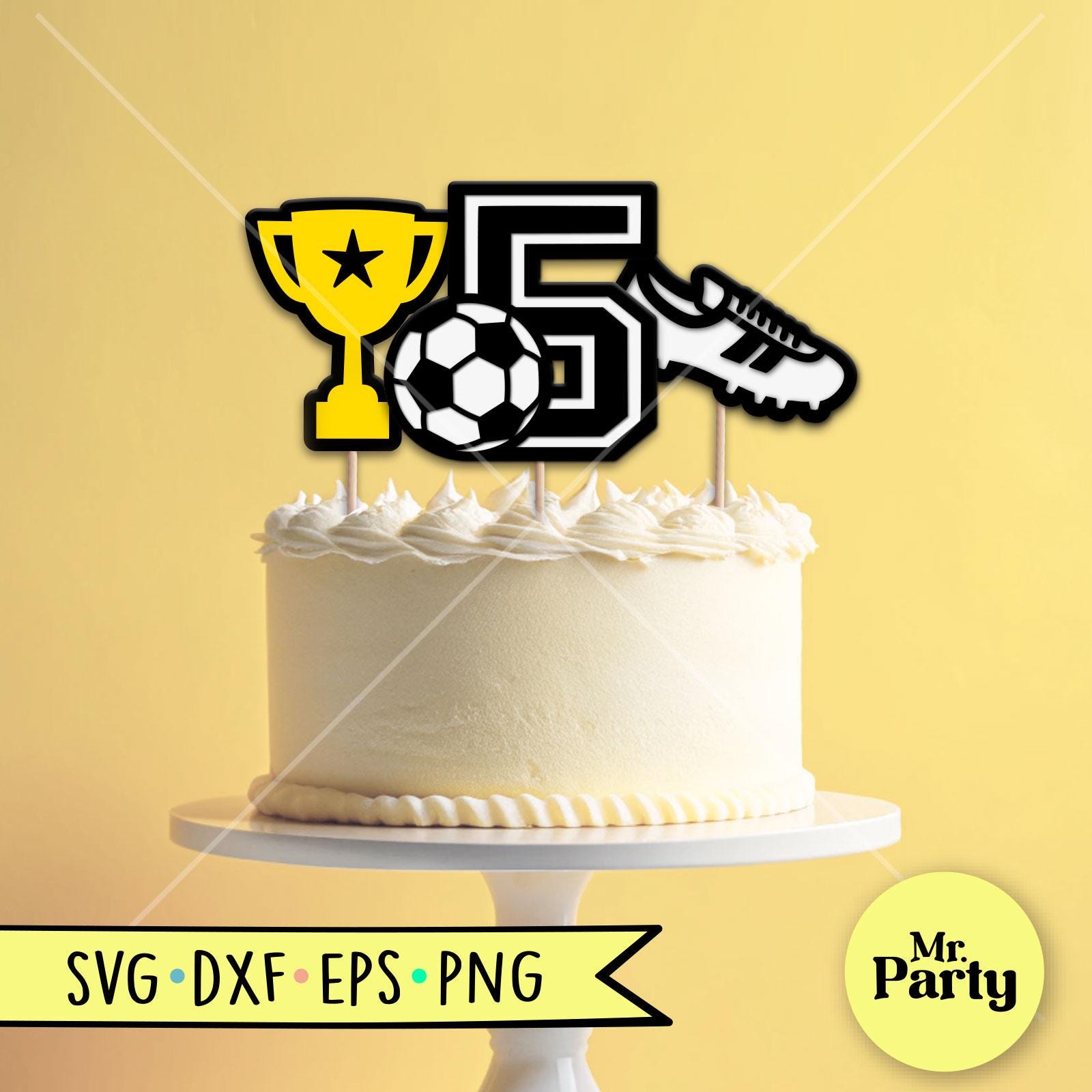 Soccer 5th Birthday SVG, Soccer Cake Topper Svg, Decoration Soccer ...