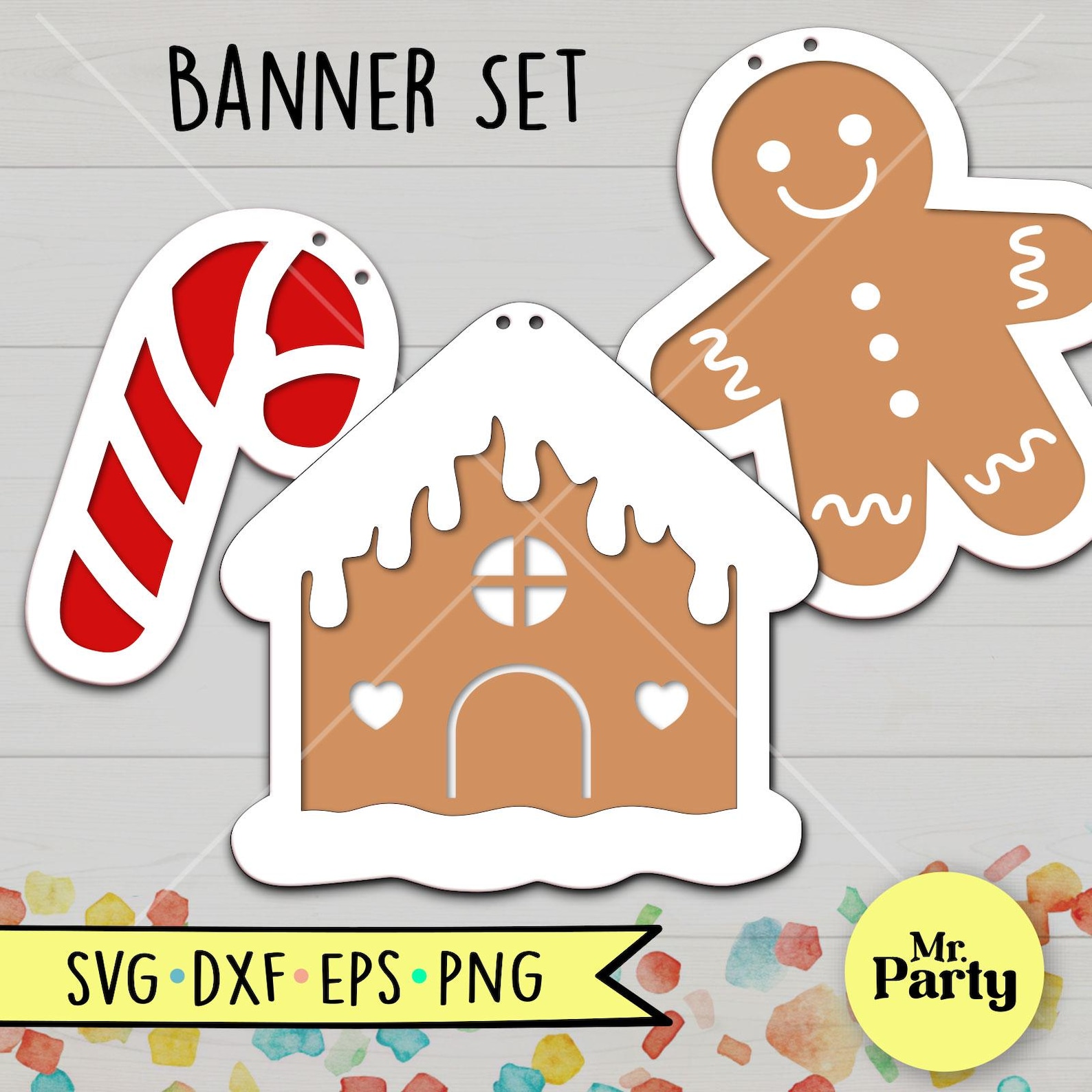 Christmas Banner Svg, Candy Garland SVG, Gingerbread House Garland SVG ...